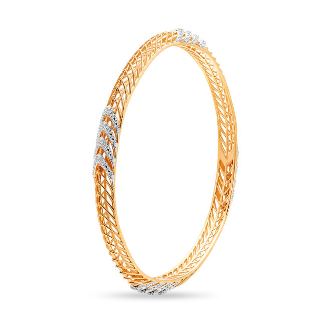14KT Yellow Gold Diamond Chevron Bangle