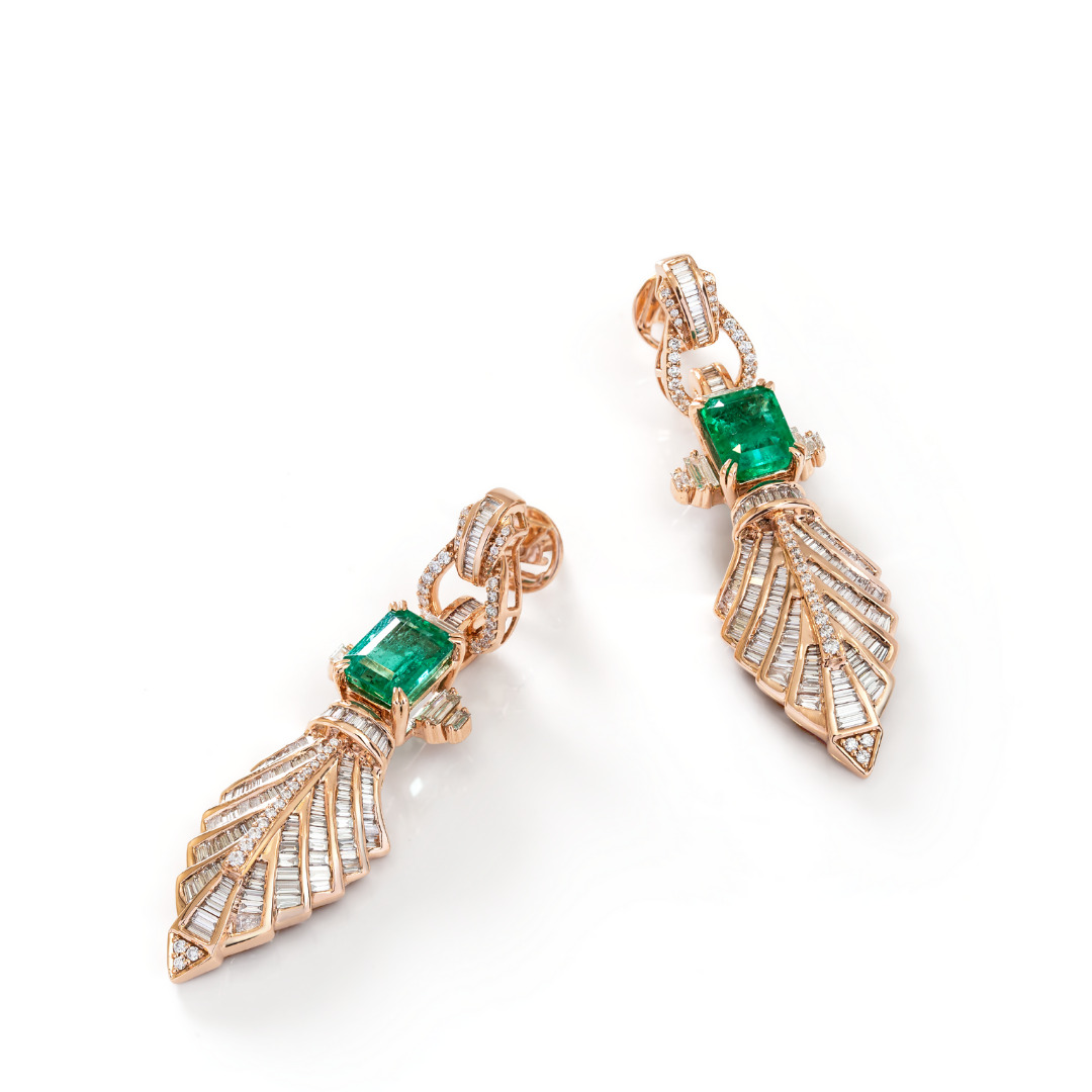 Emerald And Diamond Earrings | Zoya A TATA Product